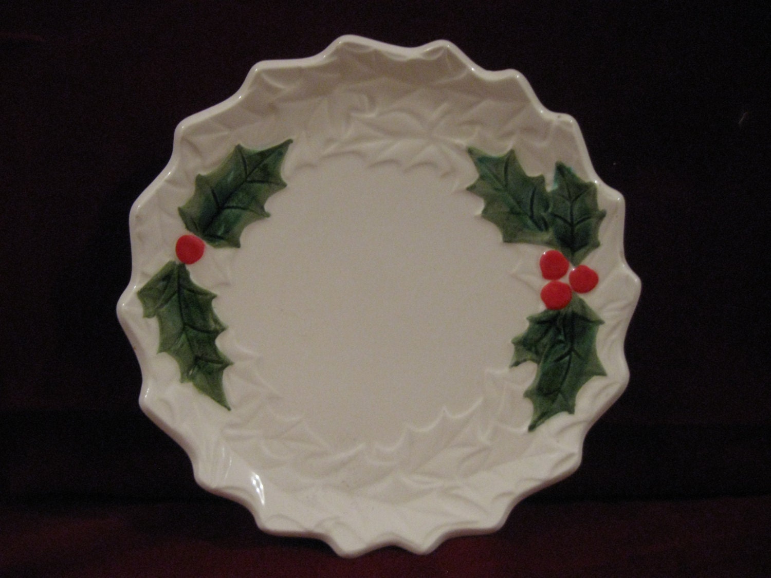 Vintage 1970/71 LEFTON HOLLY PLATE 6.5″ Round White with Holly Leaves ...