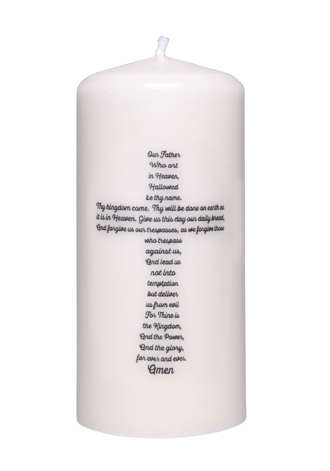 Prayer Candle The Lords Prayer Unscented Ivory Church Pillar