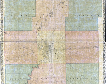 1871 Map of Davidson County Tennessee Nashville