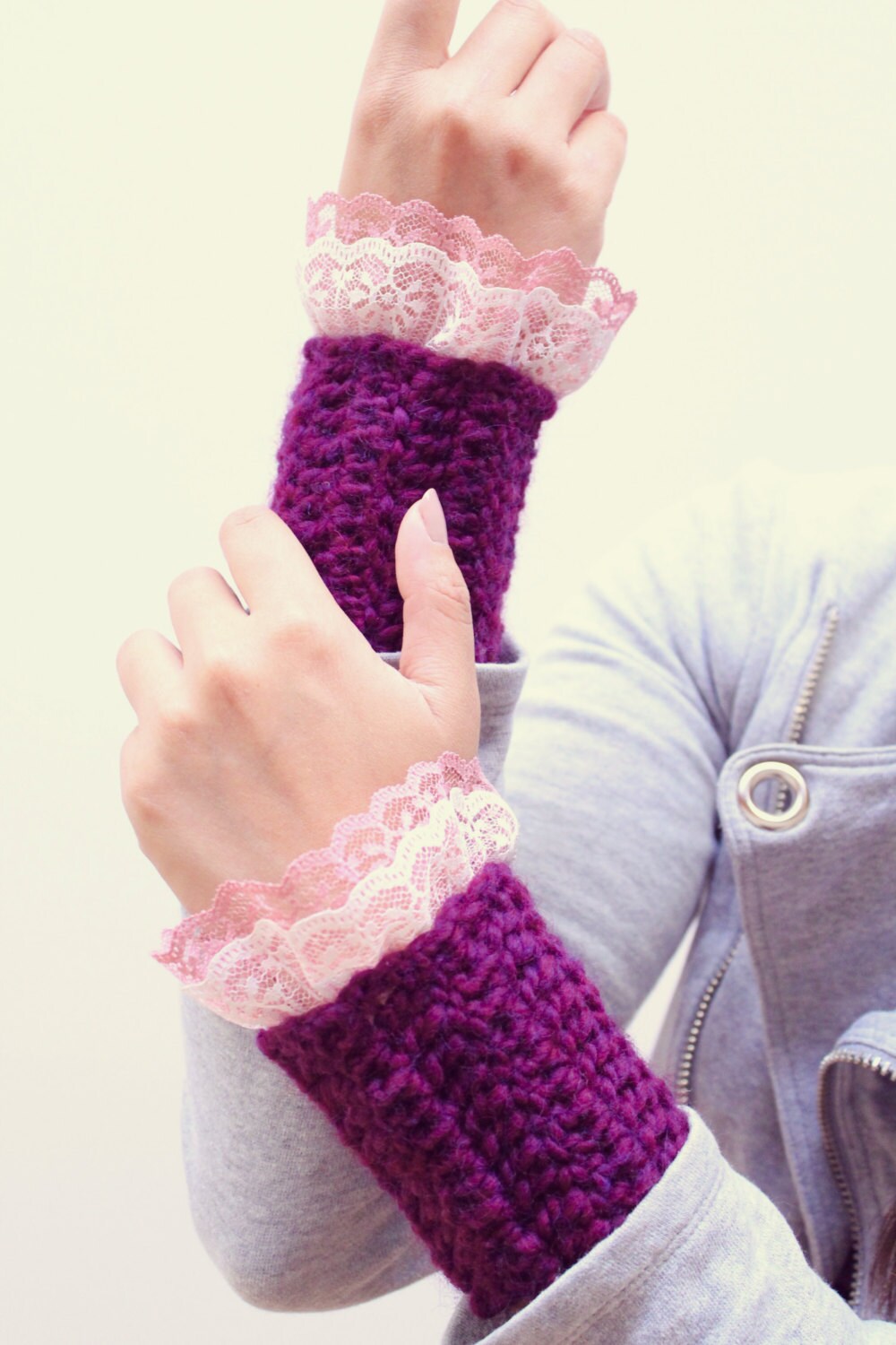 Victorian Ruffle Wrist Warmer lace wrist cuff crochet wrist