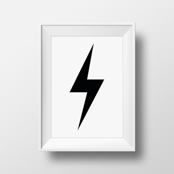 Monochrome Lightning Bolt Double-Ended Art Print Modern