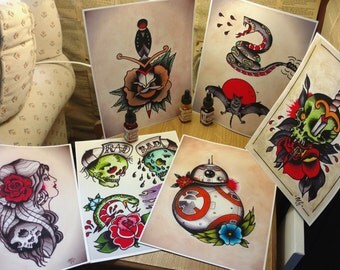 Unique tattoo flash set related items | Etsy