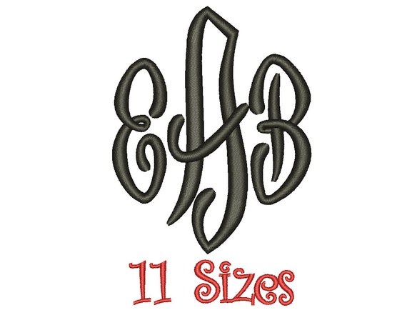 Scroll Monogram Embroidery Font 11 Sizes Machine BX Embroidery