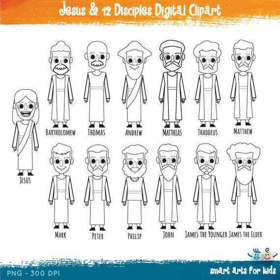 Jesus and 12 Disciples Digital Clipart bible by SmartArtsForKids