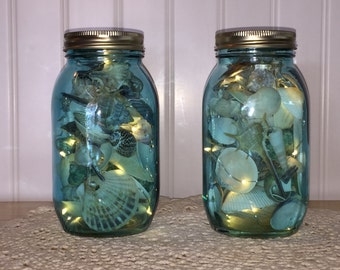 Unique seashells in jar related items | Etsy