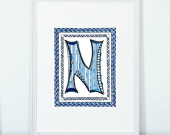 Monogram letter n | Etsy