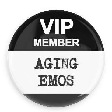 Buttons stickers and shirts for emo adults by TheAgingEmo on Etsy
