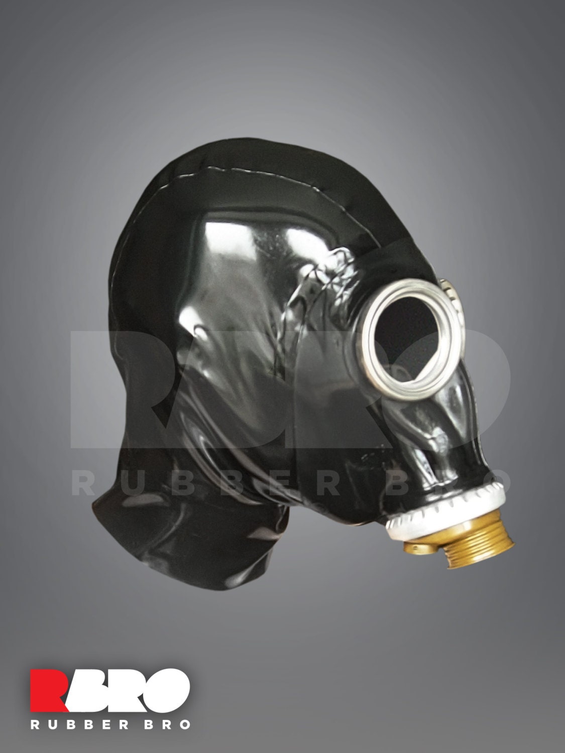 Heavy rubber gasmask with zip hood 0.8 mm