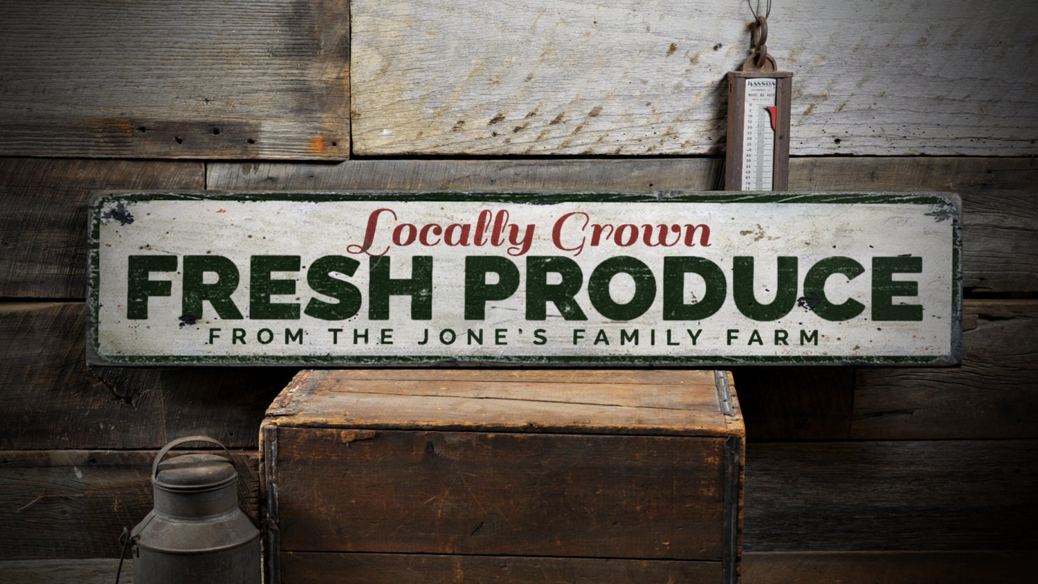 Locally Grown Fresh Produce Wood Sign Custom Family Name Farm