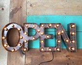 Items similar to 12'x30" Steel Marquee OPEN SIGN with back, non-rusty ...