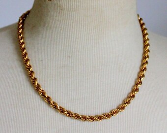 Vintage Gold Plated Twisted Rope Pattern Hoop Earrings