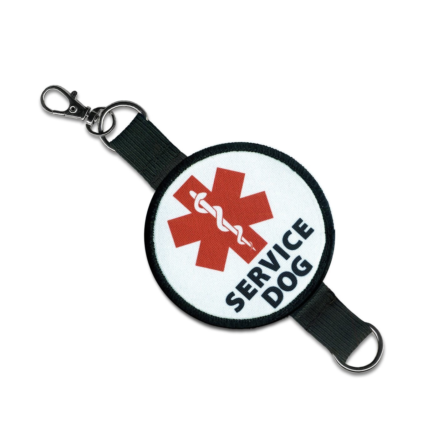 SERVICE DOG Medical Alert Symbol Round Patch Velcro Double