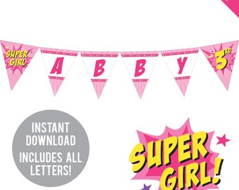 Super hero pennant | Etsy