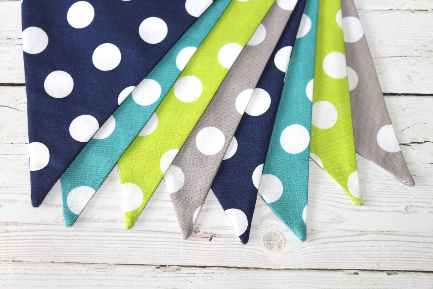 Polka Dot Fabric Bunting Turquoise Navy Lime Green