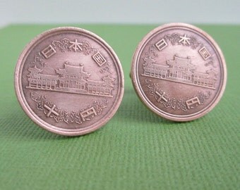 South Korea Coin Cuff Links Repurposed Coins Vintage by lucra