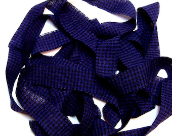 1 yard Homespun Cotton Fabric Ribbon Red Cream by CreateLovely