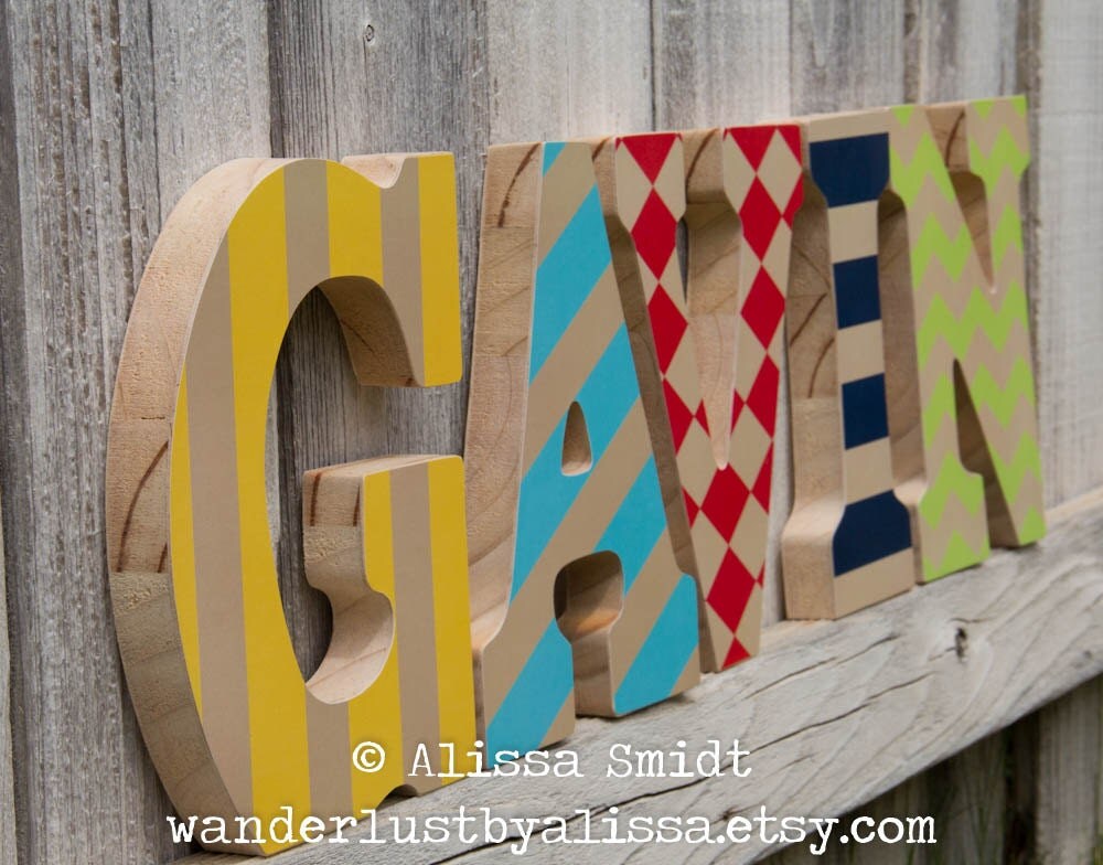 Custom Nursery Wooden Standing Letters Baby Boy Baby Girl