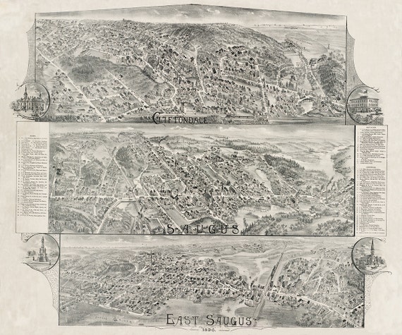1896 Map of Saugus Massachusetts