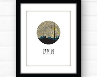 Dublin Ireland Art Print Dublin Skyline Print Dublin Art