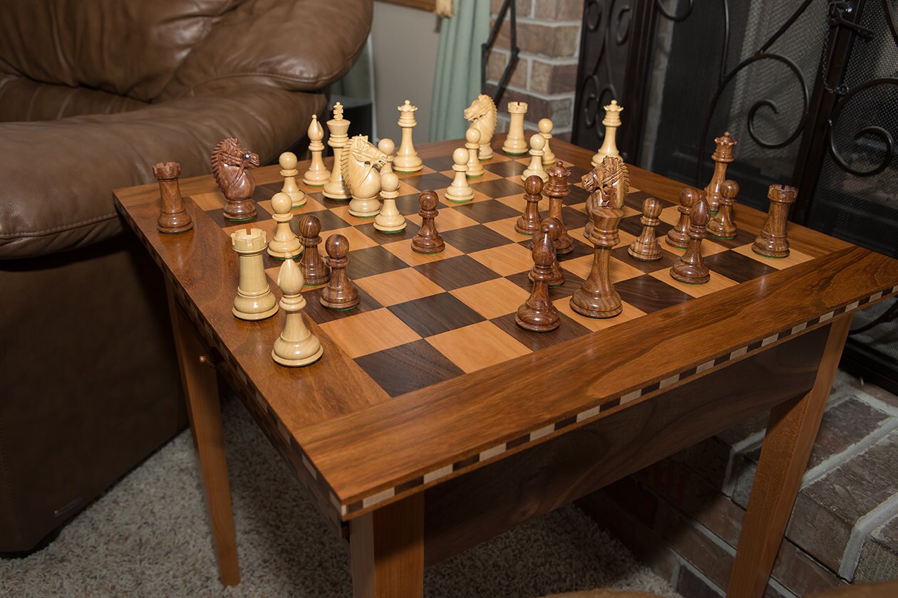 Unique Unusual & Beautiful Handcrafted Hardwood Chess Table