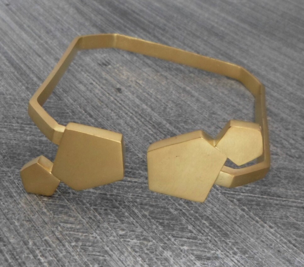 Geometric Gold Bracelet Octagonal Bangle Elegant