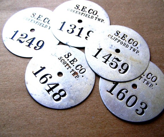 Number Tags Telephone Pole Tags by BohemianGypsyCaravan on Etsy