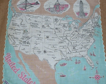 Map handkerchief | Etsy