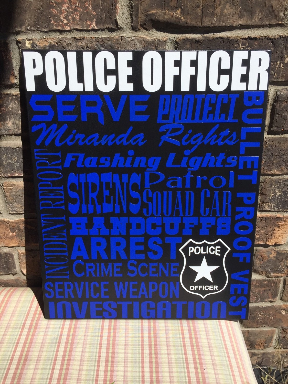 Custom Police officer police sign police wall hanging back