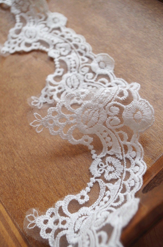 ivory lace trim Scalloped lace trimembroidered lace trim