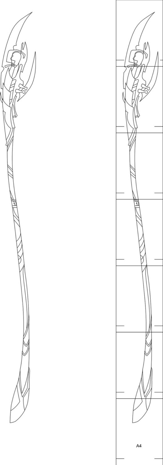 Loki Scepter 2D Drawing for Cosplay&Props