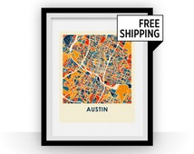 Unique austin map related items | Etsy