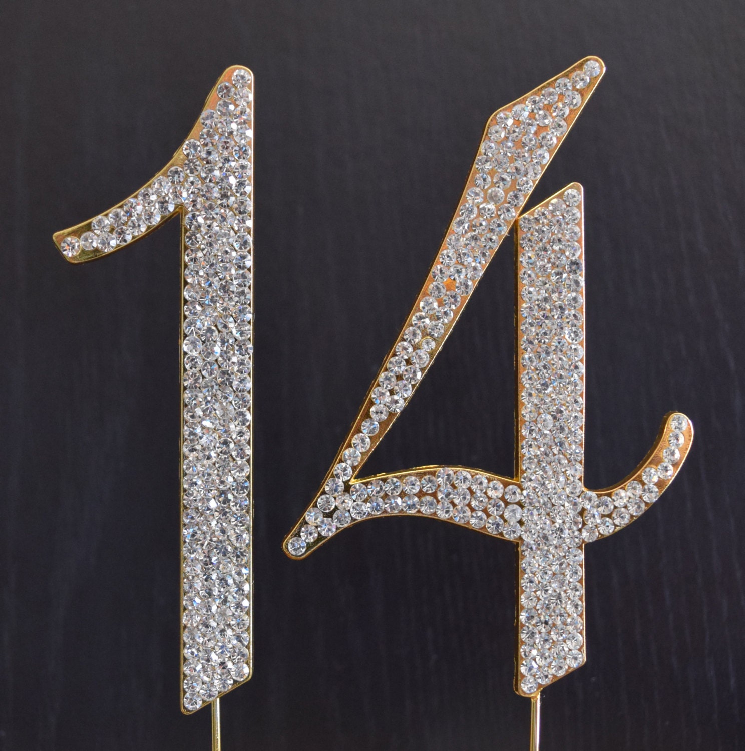 Rhinestone Gold NUMBER 14 Cake Topper 14th Birthday Party