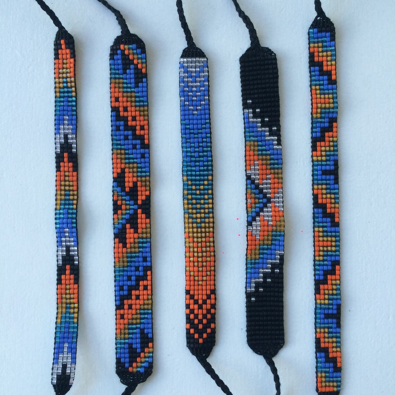 Seed Bead Friendship Bracelet Orange Caramel Turquoise