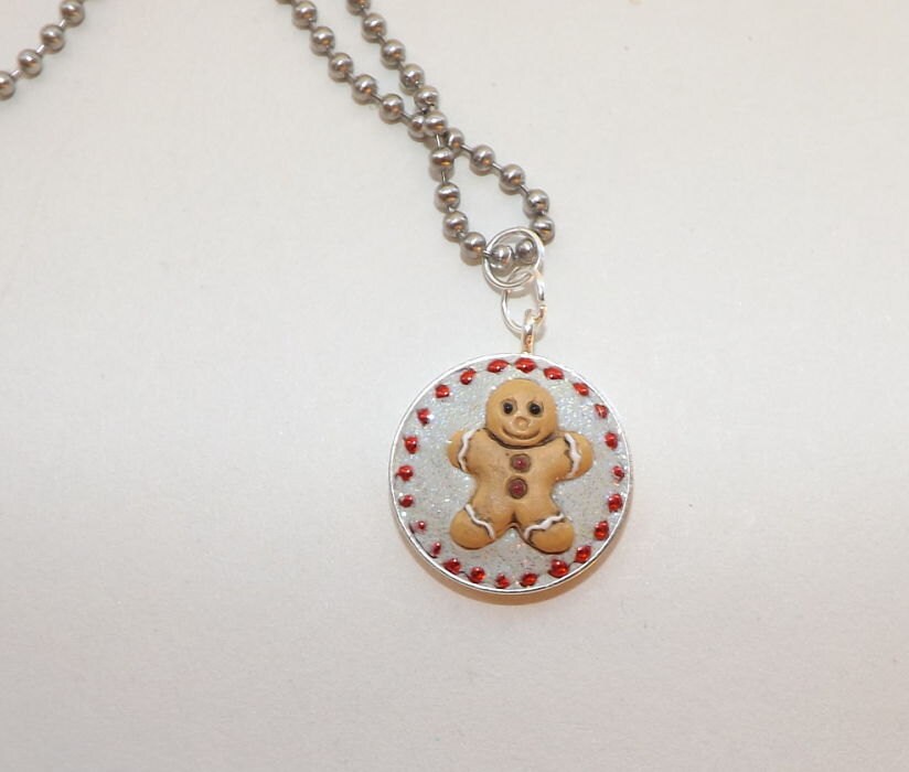 Gingerbread Man Pendant 20mm 1 Loop Made with by JHSupplies