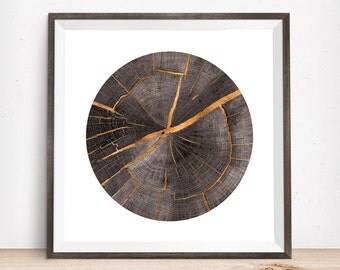 Tree stump print | Etsy