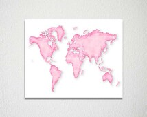 Unique pink world map related items | Etsy