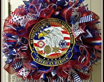 Firefighter wreath | Etsy