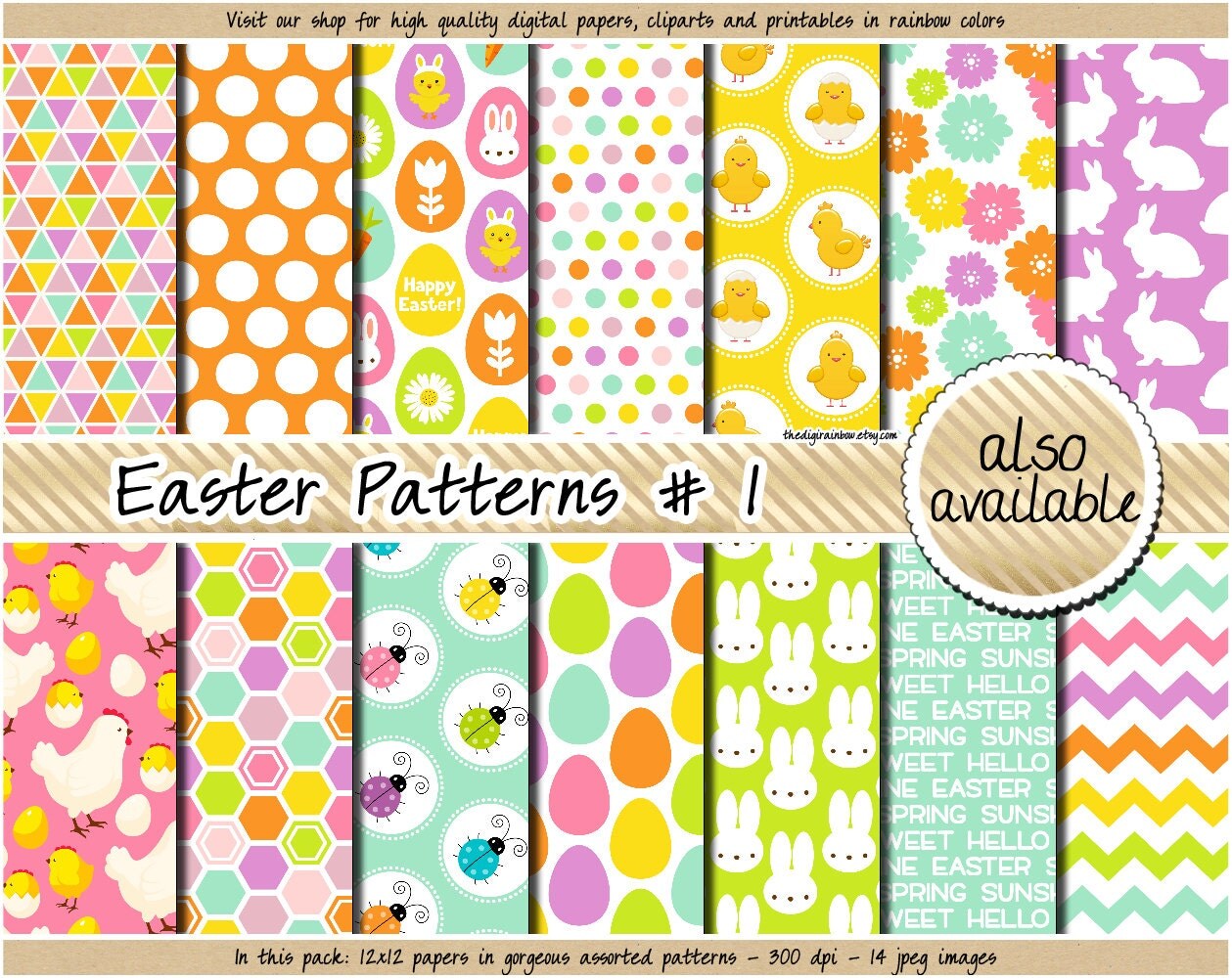 SALE Easter digital paper unicorn digital paper pastel easter