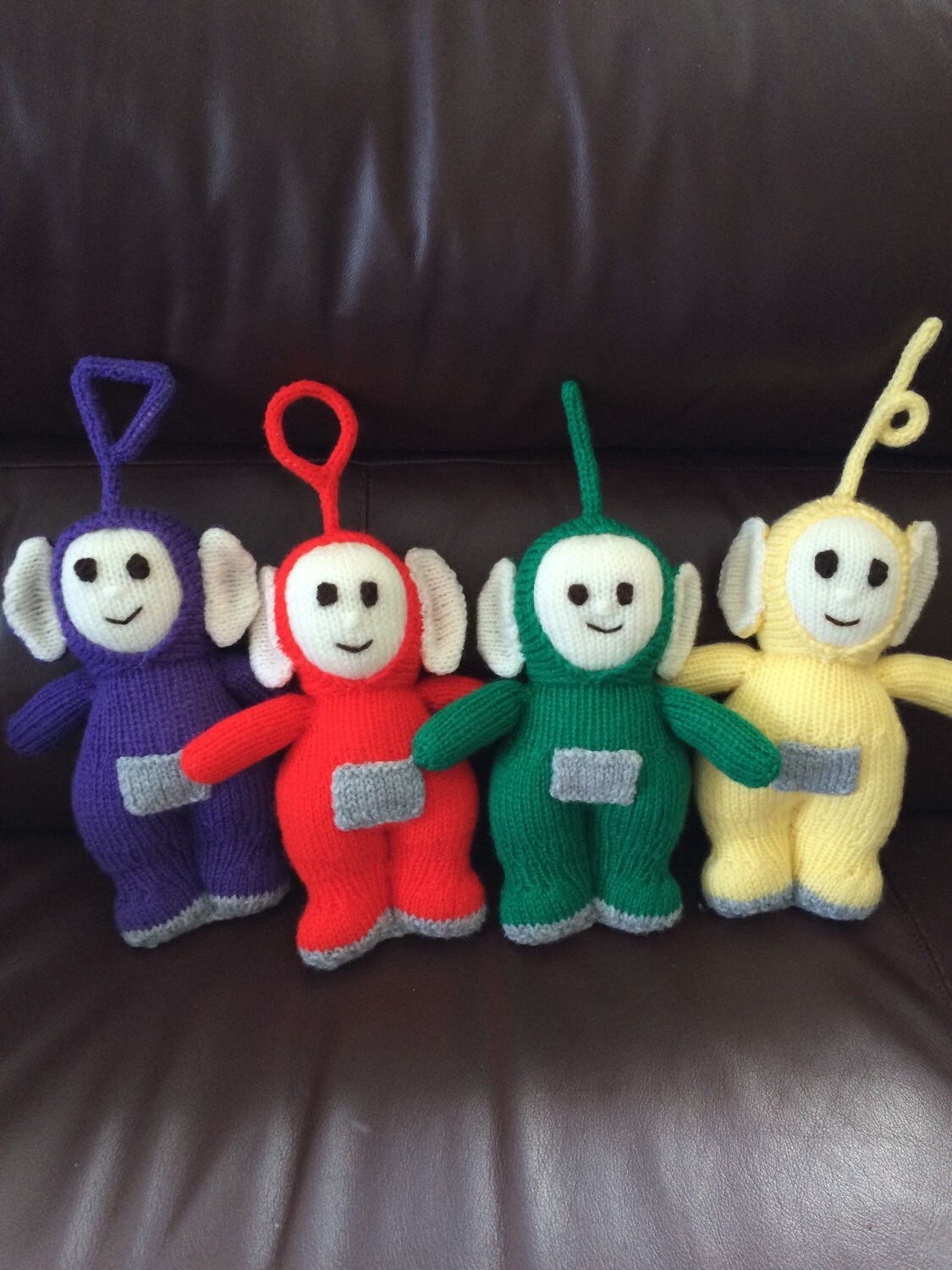 Knitted teletubbies.