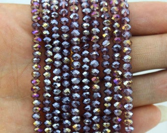 Purple crystal beads | Etsy