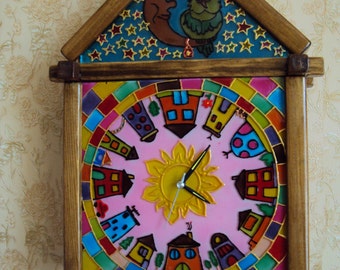 Stained glass clock | Etsy