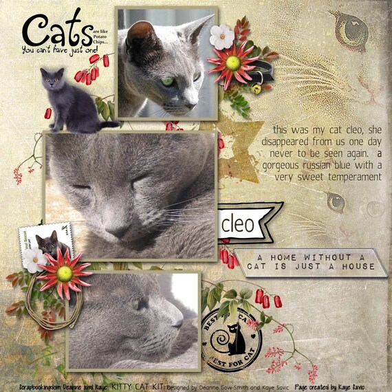 Digital Scrapbook kit for Pets Cat theme Kitty by Scrapbookingdom