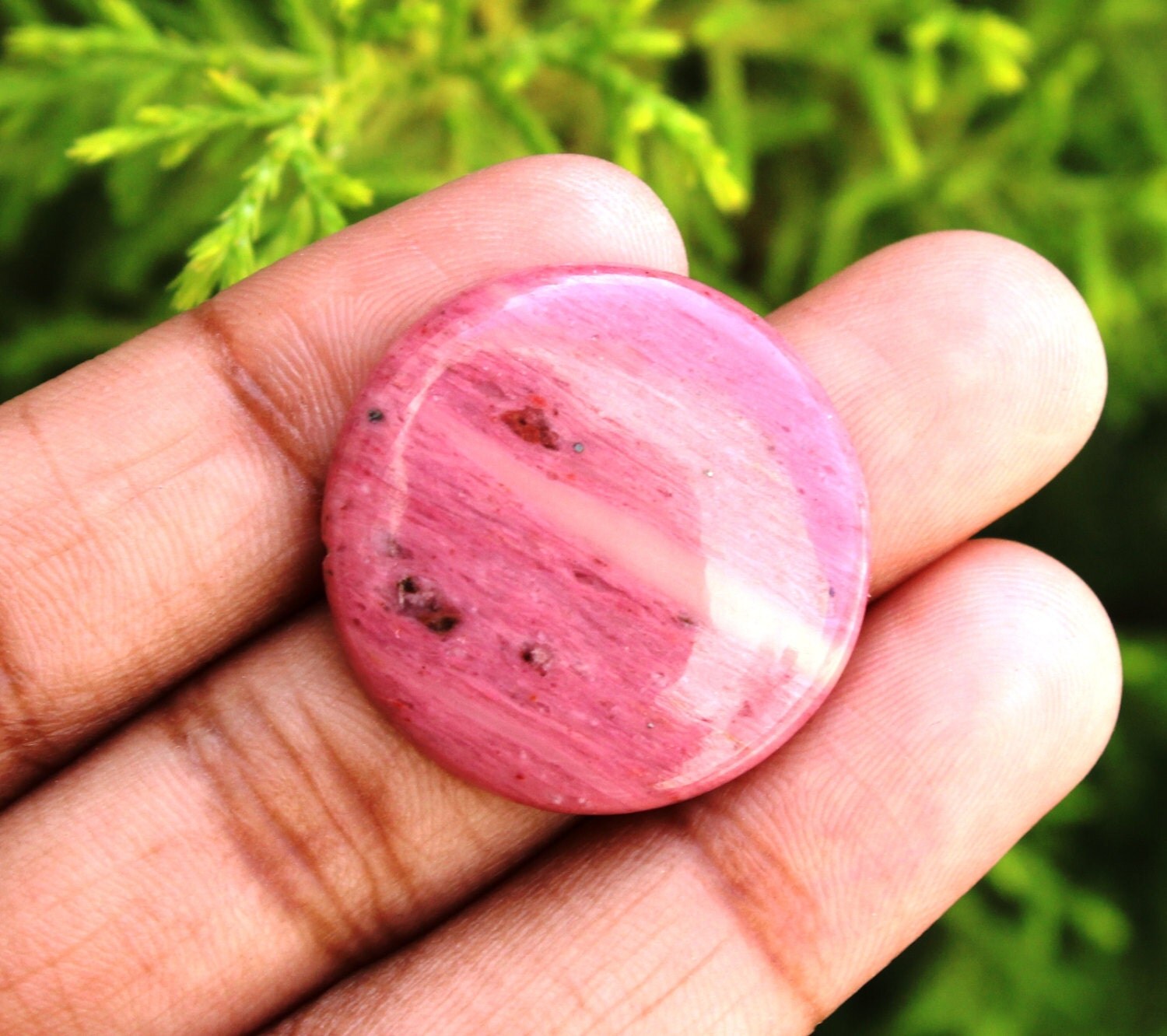 21x21 mm Rare Natural Pink Jasper Gemstone Smooth Round Cabochon ...