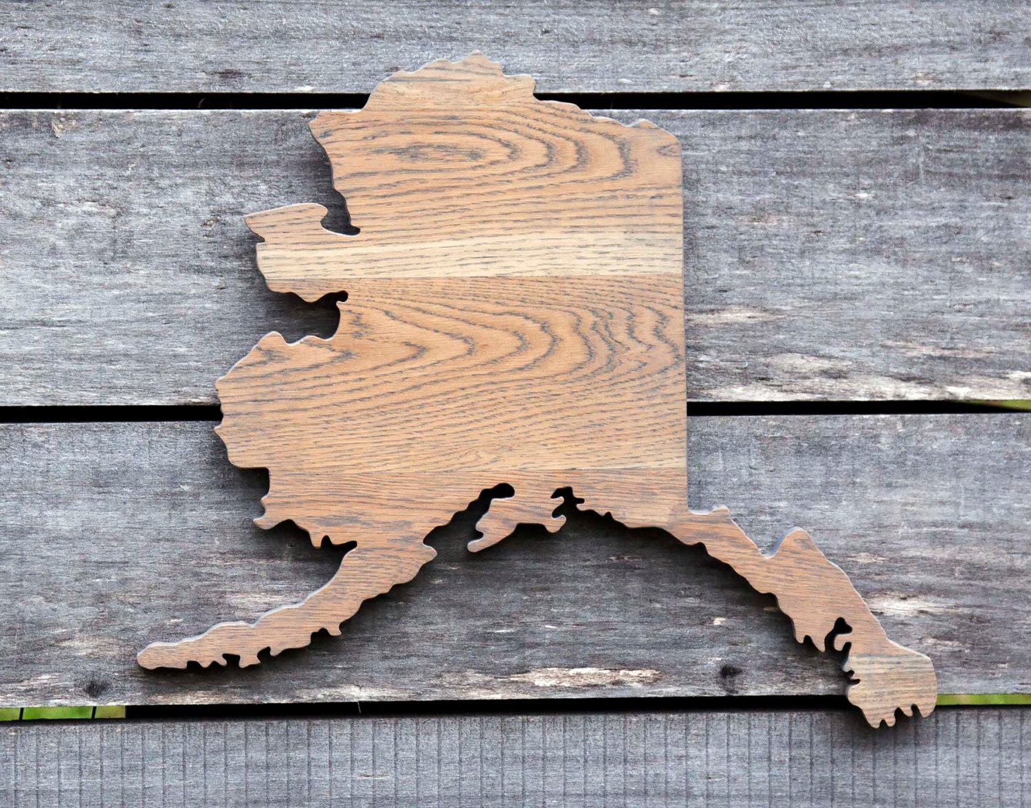 Alaska state shape wood cutout sign wall art with star or