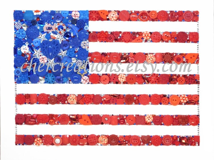 AMERICAN FLAG 11x14 Button Art Button Artwork by CherCreations