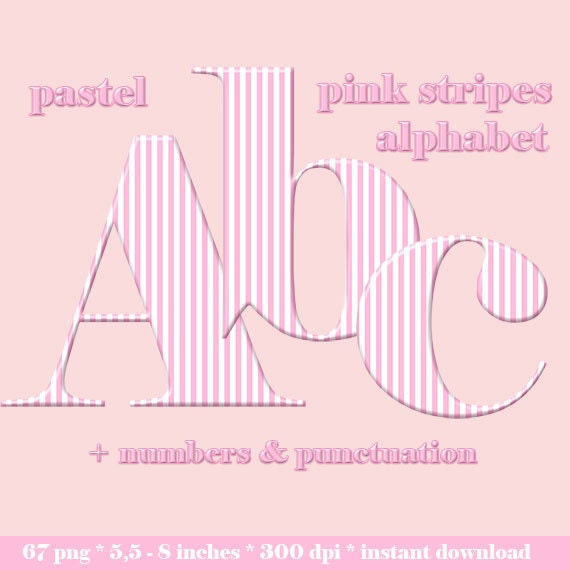Pink striped digital alphabet clipart striped pink font with