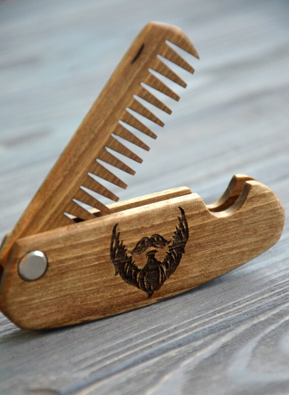 Folding comb Walnut Beard comb Personalized custom by EnjoyTheWood