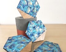 Unique hexagon coasters related items | Etsy