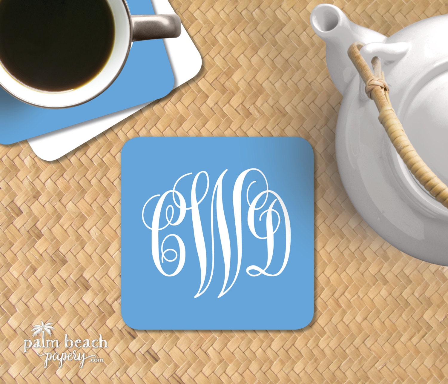 Classic Monogram Paper Coasters Personalized Disposable