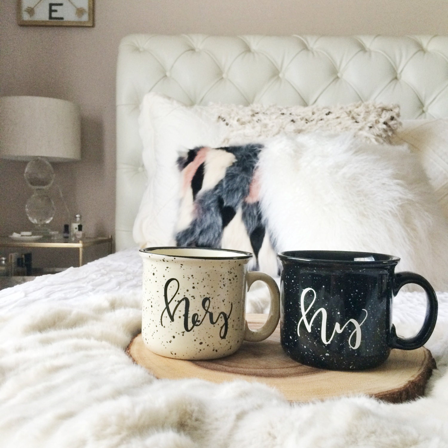 His Hers Couple Handlettered Coffee Mugs Mug Set Mr By Lucysuisf